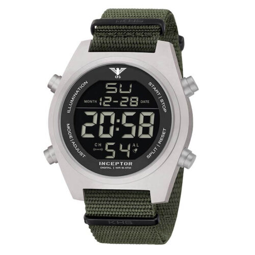KHS Uhr Inceptor Steel Digital mit Natoband steingrau-oliv - US Army ...